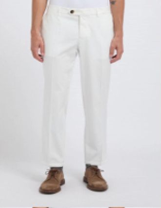 Brunello Cucinelli Homme, Pantalons, Blanc, Taille: M Italian Fit Cotton Pantalons