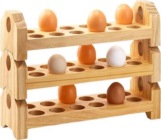 Generic Eierst&auml;nder - platzsparendes Eierregal f&uuml;r die Fr&uuml;hst&uuml;cksvorbereitung, aus Walnussholz, Aufbewahrungsm&ouml;glichkeit f&uuml;r Eier, aus transparentem Kunststof