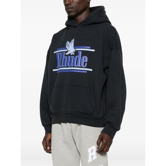 Rhude Eagle Logo Print Hoodie - Black