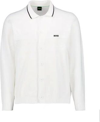 HUGO BOSS Herren Cardigan wei&szlig; Baumwolle unifarben