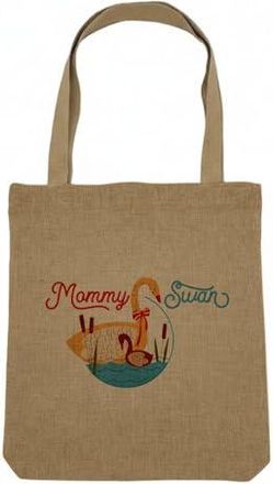 Fabulous Sac Shopping Tote Bag Aspect Lin - Mommy Swan and her Baby Drawing Illustration - Sac de Courses Toile Epaisse 360g Beige Naturel Cabas Port&eacute; Epaule S