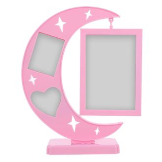 Hemobllo Tisch Fotorahmen Mond Stern Stilvoller Schreibtisch Bilderhalter aus Langlebigem Material 6 3 Kombi Rosa f&uuml;r Wohnzimmer Schlafzimmer Zuf&auml;lliger Stil