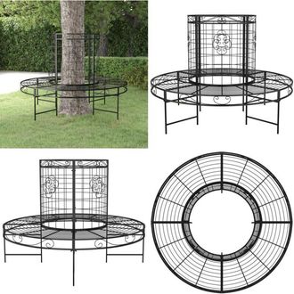 vidaXL Vidaxl - Baumbank Rund Ø137 cm Schwarz Stahl - GartenzSitzmöbel - Baumbank - Gartenbank - Metallbank - Outdoor Möbel - Home & Living