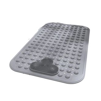 Generic 1 St&uuml;ck rutschfeste PVC-Duschmatte mit Saugn&auml;pfen und Abflussl&ouml;chern, Massageteppich for Badezimmer, Badewanne, Badteppiche, 15,7 x 27,5 Zoll(Gray)