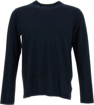Zanone Homme, Tops, Bleu, Taille: M T-shirt &agrave; manches longues et col rond