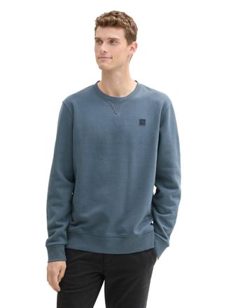 Tom Tailor Herren Crewneck Sweatshirt mit Logo-Badge, 27604 - Stormy Blue, XS