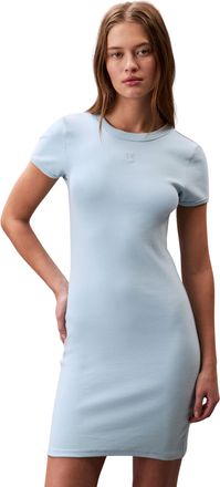 Calvin Klein Damen T-Shirt Kleid Mini mit Rundhalsausschnitt, Blau (Cool Blue), XXS