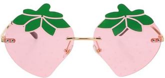 Yardwe Lunettes de Soleil Fraise sans Monture pour Femmes Design Original et Coloré Protection UV pour Festivals Fêtes Costumées et Sorties Estivales