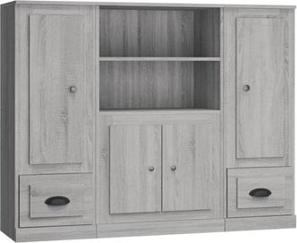 vidaXL Highboards 3 Stk. Grau Sonoma Holzwerkstoff Vidaxl