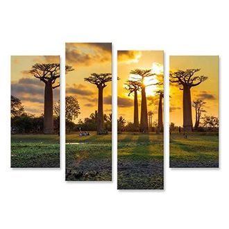 Islandburner Tableau sur Toile Beaux Lacs darbres au Coucher du Soleil dans lavenue des baobabs &agrave; Madagascar Cadre Affiche Poster Murale Tableaux