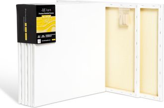 Elan Keilrahmen Leinwand 40x40 380g 6er Set, 380 G/M&sup2; 100% Baumwolle Leinwand zum Bemalen, Leinw&auml;nde f&uuml;r &Ouml;lfarben, Leinw&auml;nde zum Bemalen