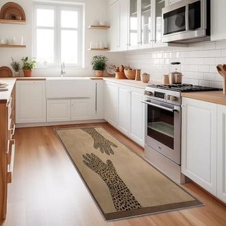 Generic Tapis de Couloir Long 60 x 180 cm Tapis de Passage Antid&eacute;rapant Doux Microfibre - R&eacute;tro Animal Imprim&eacute; L&eacute;opard &Agrave; Pois Passage Couloir pour Buanderie S