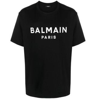 Balmain Paris - Schwarzes T-Shirt mit auff&auml;lligem Markenlogo