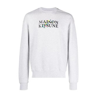 Maison Kitsun&eacute; Blumen Sweatshirt H120 - - Sweatshirts & Hoodies - Herren - Grau - S