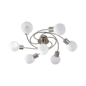 Lindby Glas Deckenlampe Metall nickel satiniert, Deckenstrahler 7x E14 max. 40W ohne Leuchtmittel Deckenleuchte K&uuml;che Schlafzimmer Wohnzimmerlampe