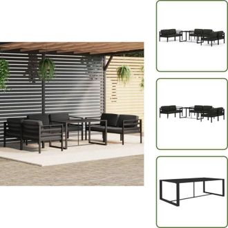 vidaXL 7-tlg. Garten-Lounge-Set mit Kissen Aluminium Anthrazit - Garten Lounge Set - Alu Lounge M&ouml;bel - Gartenm&ouml;bel Set - Au&szlig;enbereich - Balkonm&ouml;bel