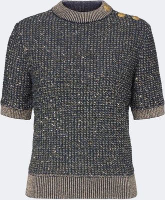 Balmain Pull en lam&eacute; &agrave; sequins