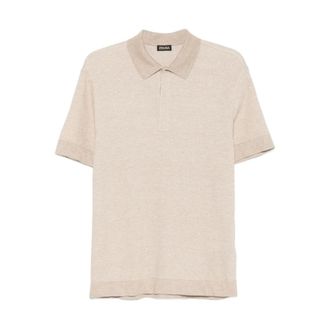 Ermenegildo Zegna Homme, Tops, Beige, Taille: 3XL Polo en coton/lin/soie
