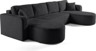 Best Mobilier Bestmobilier - Miro - canapé panoramique en u 7 places - convertible avec coffre - en velours texturé