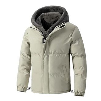 Generic Veste à capuche épaisse et décontractée avec doublure en polaire chaude pour homme, kaki, 3XL