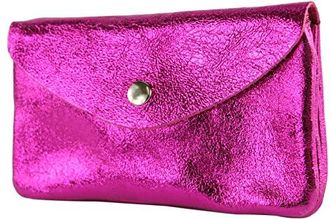 modamoda.de P11 Portefeuille en cuir pour femme, taille M, fabriqué à la main en Italie, rose métallisé, m, Petit porte-monnaie léger