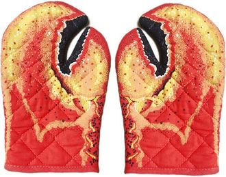 MagiDeal Haus Hummer Klaue Backofen Mitts Wärme Resistant Küche Handschuhe Baumwolle Futter mit Hängen Schleife Krabben Klaue Handschuhe für Backen, Kochen