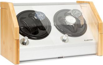 Klarstein Klarstein - Garonne 2 Uhrenbeweger, 2 Drehteller für 4 Uhren, 3 Drehgeschwindigkeiten, 4 Rotationsmodi, Bambusgehäuse, Aluminium-Bedienfläche