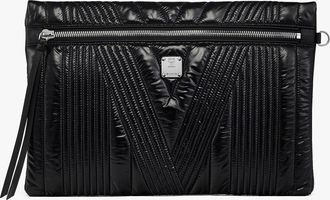 MCM Kissen Reissverschluss-Pouch aus Nylon mit gestepptem M-Motiv