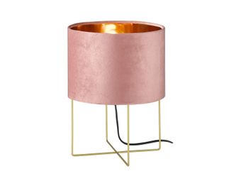 Fischer & Honsel Tischleuchte, Aura | Goldfarben Rosé Samt | H: 32 cm, D: 24 cm| Mit Schnurschalter| 1x E27 max. 40 Watt ohne Leuchtmittel | 50393