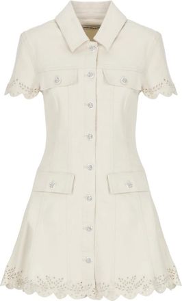 Self Portrait Femme, Robes, Beige, Taille: 40 FR Broderie Denim Mini Dress