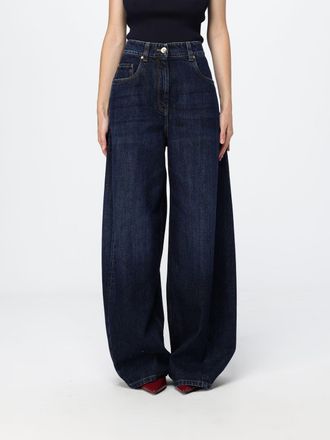 Brunello Cucinelli Jean large taille haute en denim de coton