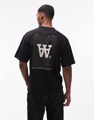 Wood Wood Double A By Wood Wood - T-shirt en coton avec logo imprim&eacute; au dos - Noir