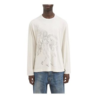 Our Legacy T-shirt Manches Longues Esprit Manifest&eacute; Imprim&eacute; - Homme - Tops - Blanc - Taille: S