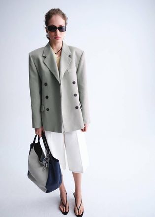 Mango Blazer crois&eacute; avec fermeture &agrave; boutons gris - Femme - XS - MANGO