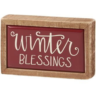 Primitives By Kathy Winter Blessings Box Schild Mini - Holz, 10,2 x 6,3 x 2,5 cm