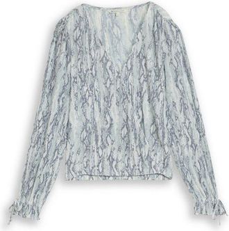 Tom Tailor Langarmbluse Blusen & Shirts Crinkle Wickelbluse mit Schlangenprint