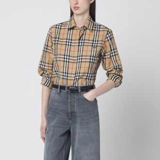Burberry Beiges Hemd mit Check-Muster