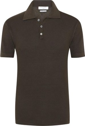 Daniele Fiesoli Unifarbenes Strick-Poloshirt in Reiskornstrickmuster in