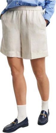 GANT Femme, Shorts, Blanc, Taille: 36 FR Short Relax Coupe D&eacute;contract&eacute;e en Lin M&eacute;lang&eacute; Facile &agrave; Enfiler