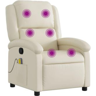 vidaXL Massagesessel mit Relaxfunktion, Kunstleder, Creme vidaXL