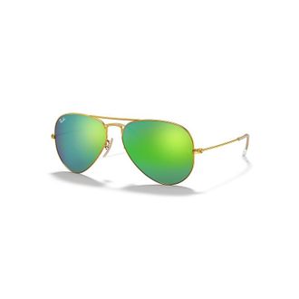 Ray-Ban Aviator Flash Lenses Sonnenbrillen Gold Fassung Gr&uuml;n Glas 58-14