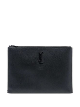Saint Laurent 2020 Grain De Poudre Monogram Monochrome iPad Case clutch bag - Noir