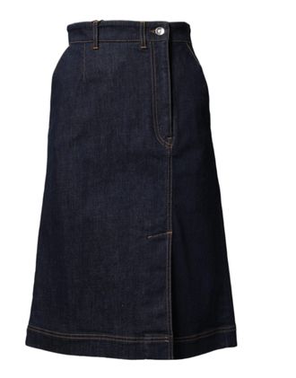 Dolce & Gabbana Womens Dark Blue Cotton A-Line Denim Midi Skirt Co+03