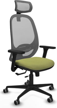 Piqueras y Crespo B&uuml;rostuhl mit 24-Stunden-Nutzungszertifikat, mit 3D-Armen, h&ouml;henverstellbare Lendenwirbelst&uuml;tze und h&ouml;henverstellbares Kopfteil, neigbar, Grau/Olivgr&uuml;