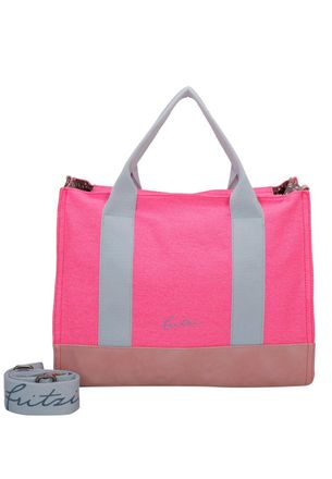 Fritzi Aus Preu&szlig;en Fritzi Canvas Tote Bag Canvas Neon Pink Shopper Baumwollmix Damen Handtasche Umh&auml;ngetasche Festival City Beach vegan 29,5 x 40 x 14 cm, Pink