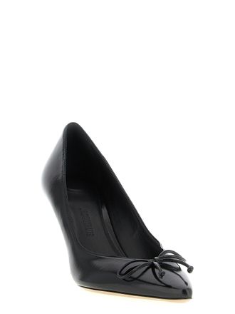 Jacquemus Womens Pointed Toe With Bow Detail Pump Black Cow Leather