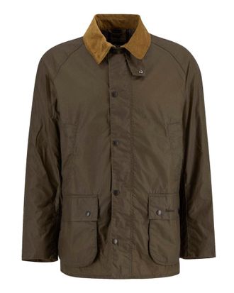 Barbour Wachsjacke Ashby mit Cordkragen und Blasebalgtaschen in