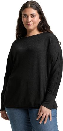 Tom Tailor Damen 1049537 Plussize Longsleeve T-Shirt, 14482-Deep Black, 50 Plus
