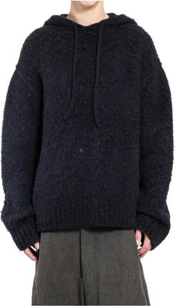 Uma Wang UMA Wang, Homme, Sweatshirts et sweats à capuche, Noir, Taille: S Haut à Capuche en Alpaga Noir