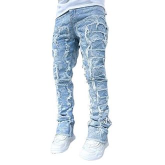Generic Jean pour homme - Jambe large - Tendance - Streetwear - Coupe ample - Hip Hop - Pantalon baggy - Jambe droite - Pantalon d&eacute;contract&eacute; Y2K - Style patin
